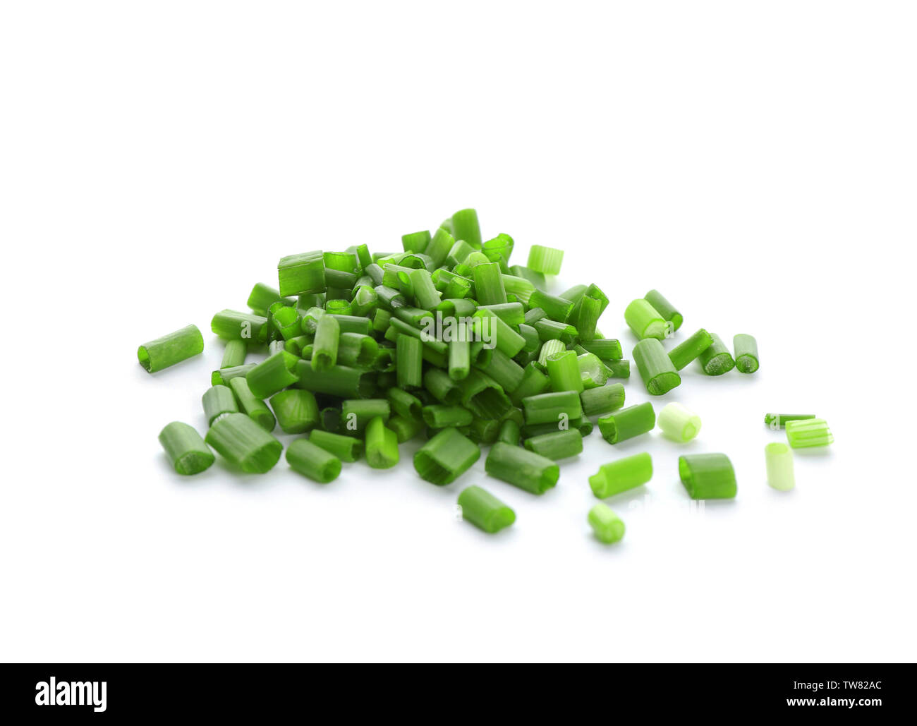 Chopped green onion on white background Stock Photo - Alamy