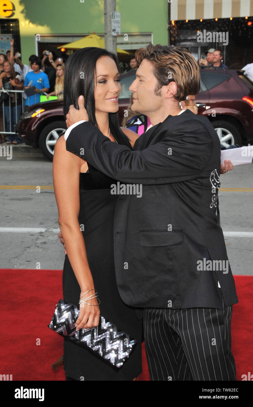 LOS ANGELES, CA. July 15, 2008: Corey Feldman & wife at the premiere of ...
