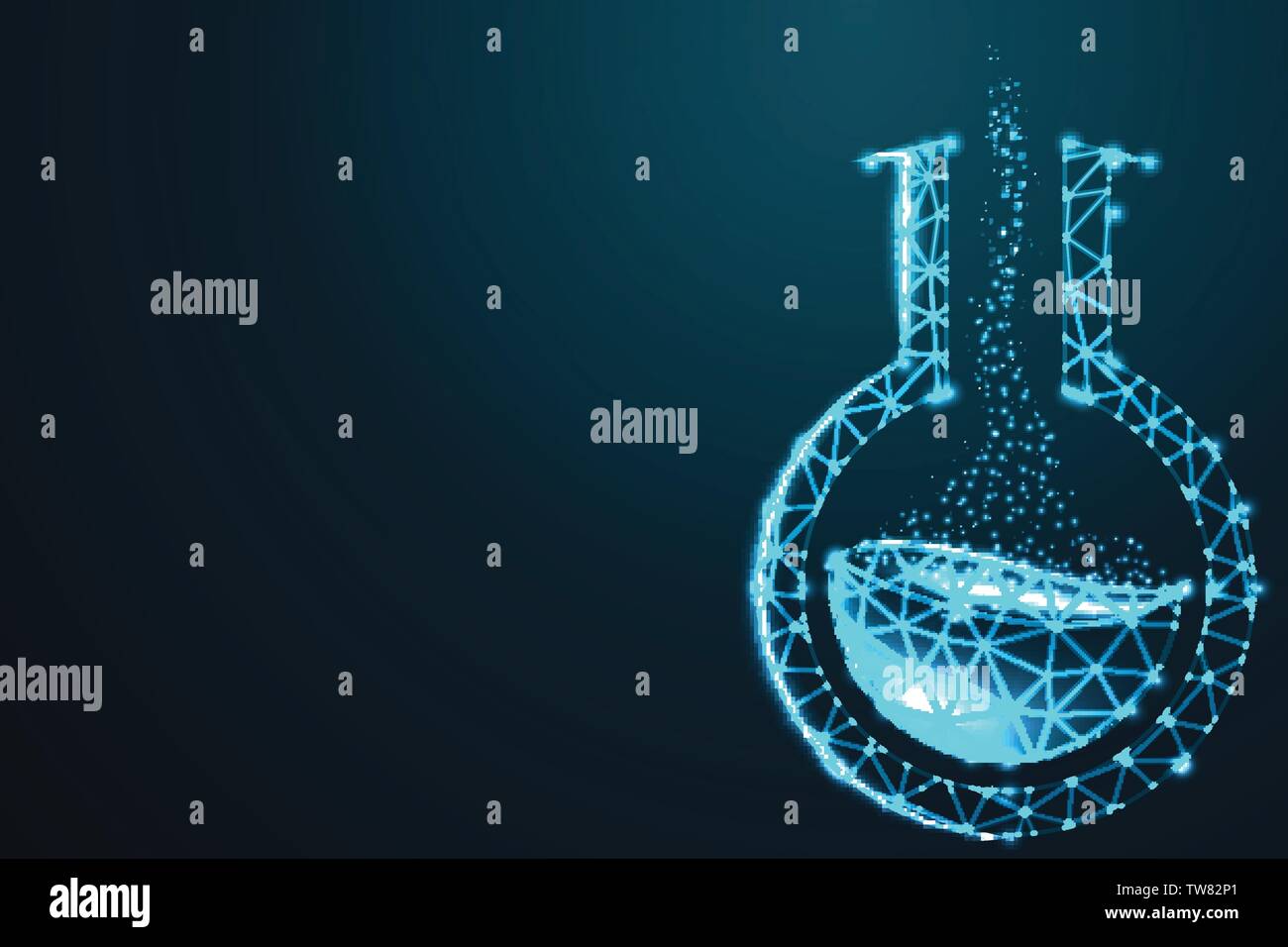 Test tubes isolated from low poly wireframe, Abstract 3d polygonal ...