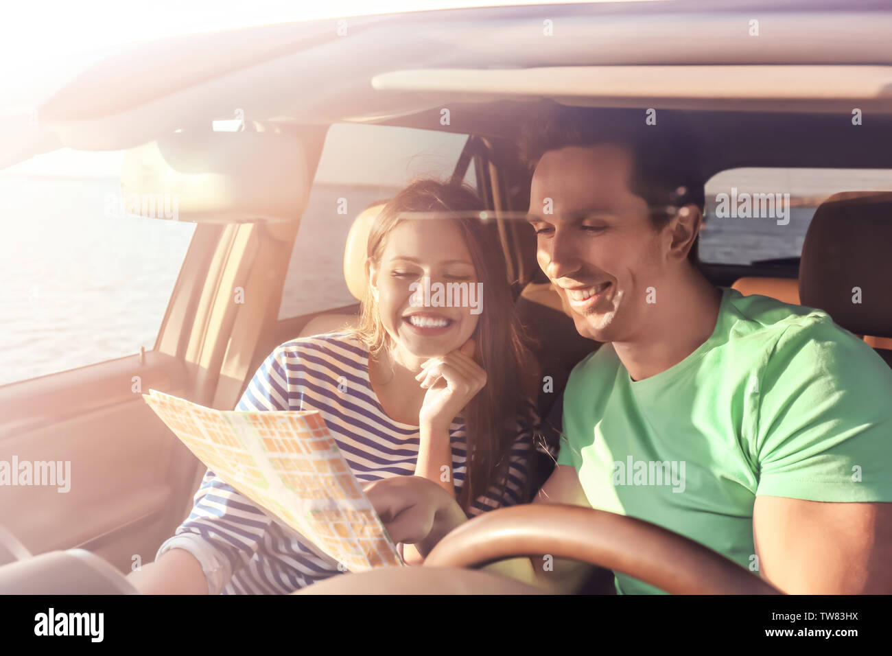 Family map inside car hi-res stock photography and images - Alamy