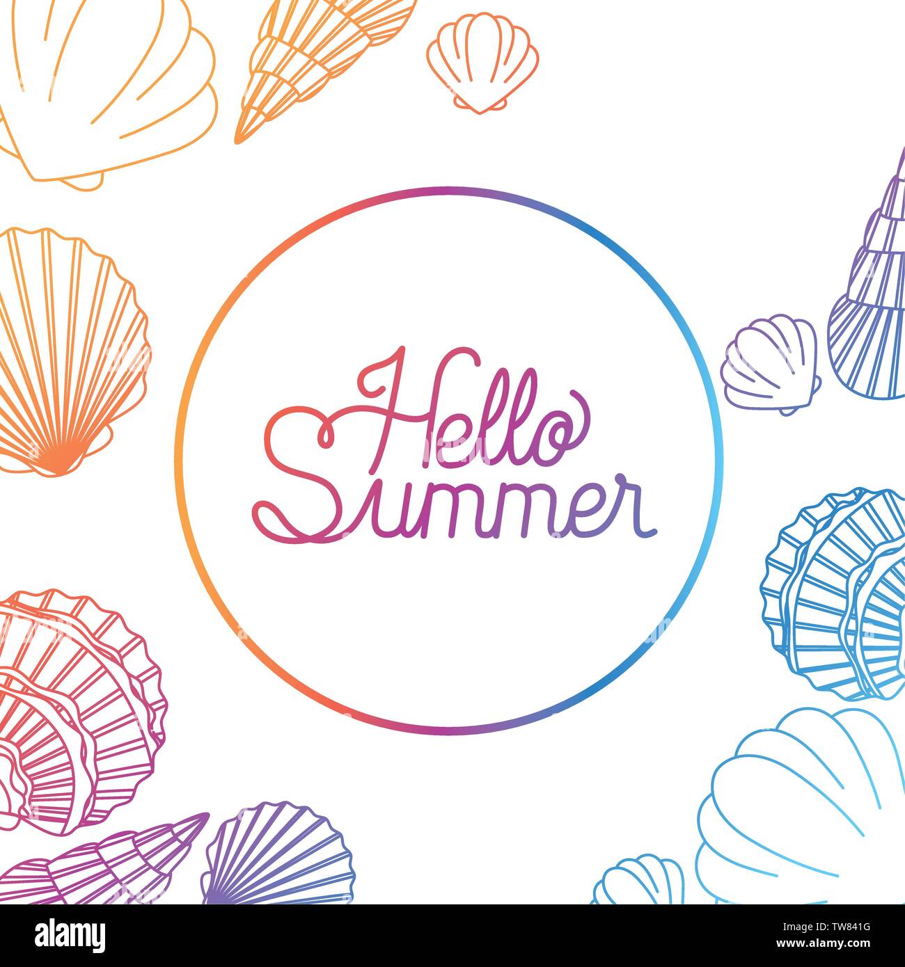 hello summer label with colorful image Stock Vector Image & Art - Alamy