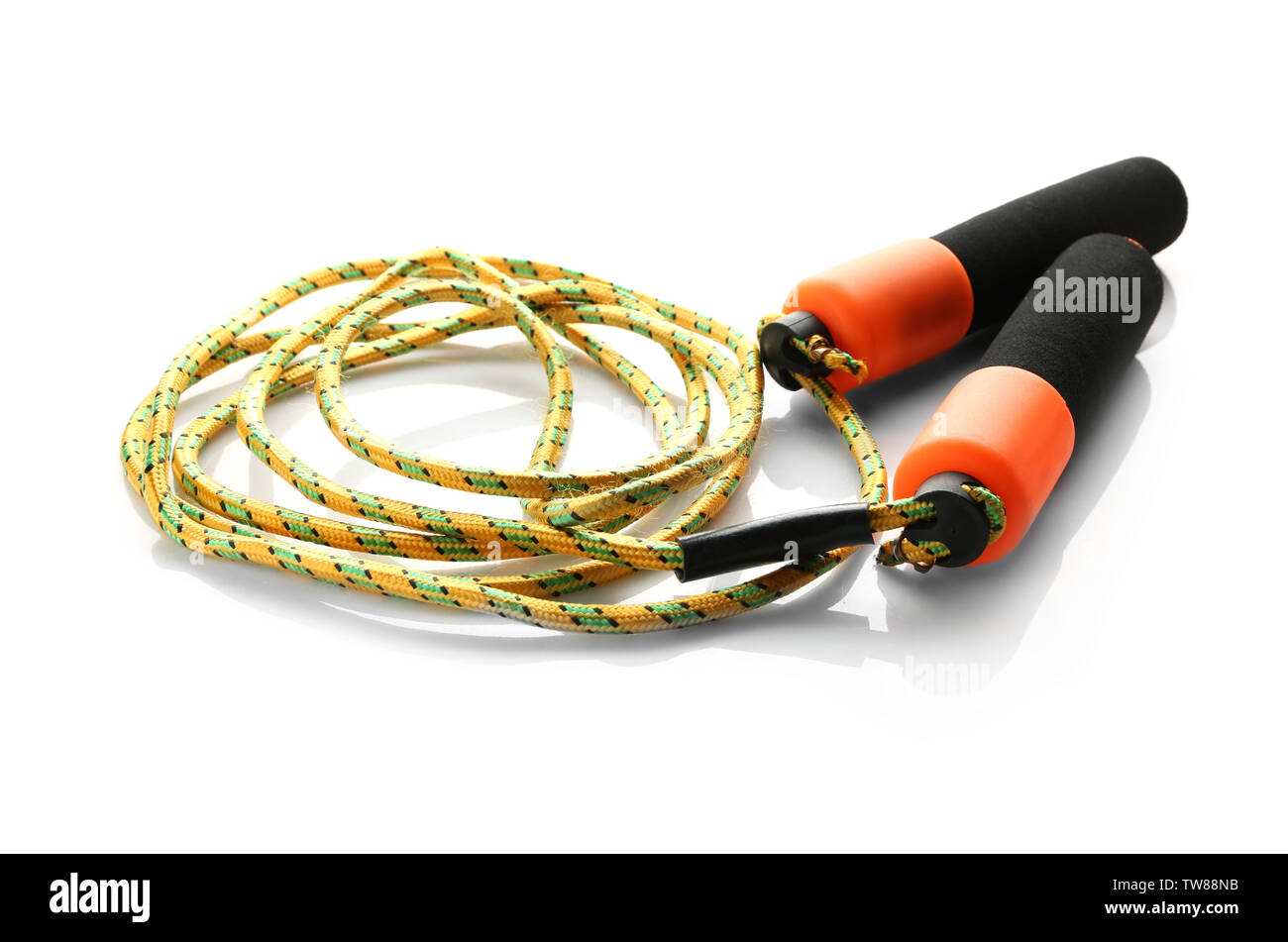 Jumping rope on white background Stock Photo - Alamy