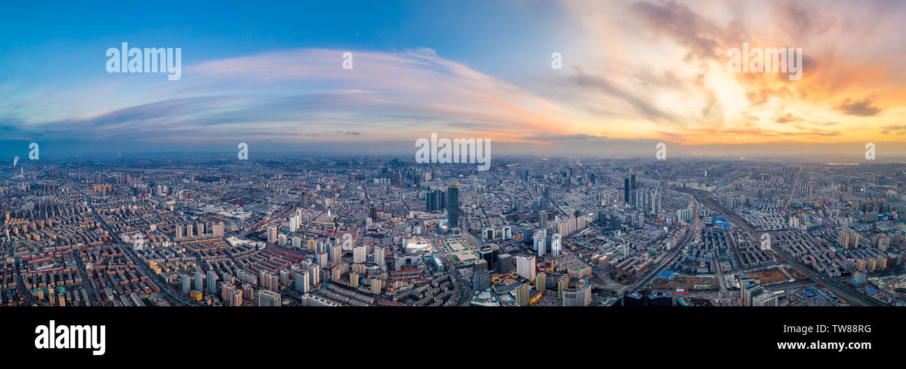 Shenyang panoramic city landscape skyline dusk sunset Stock Photo - Alamy