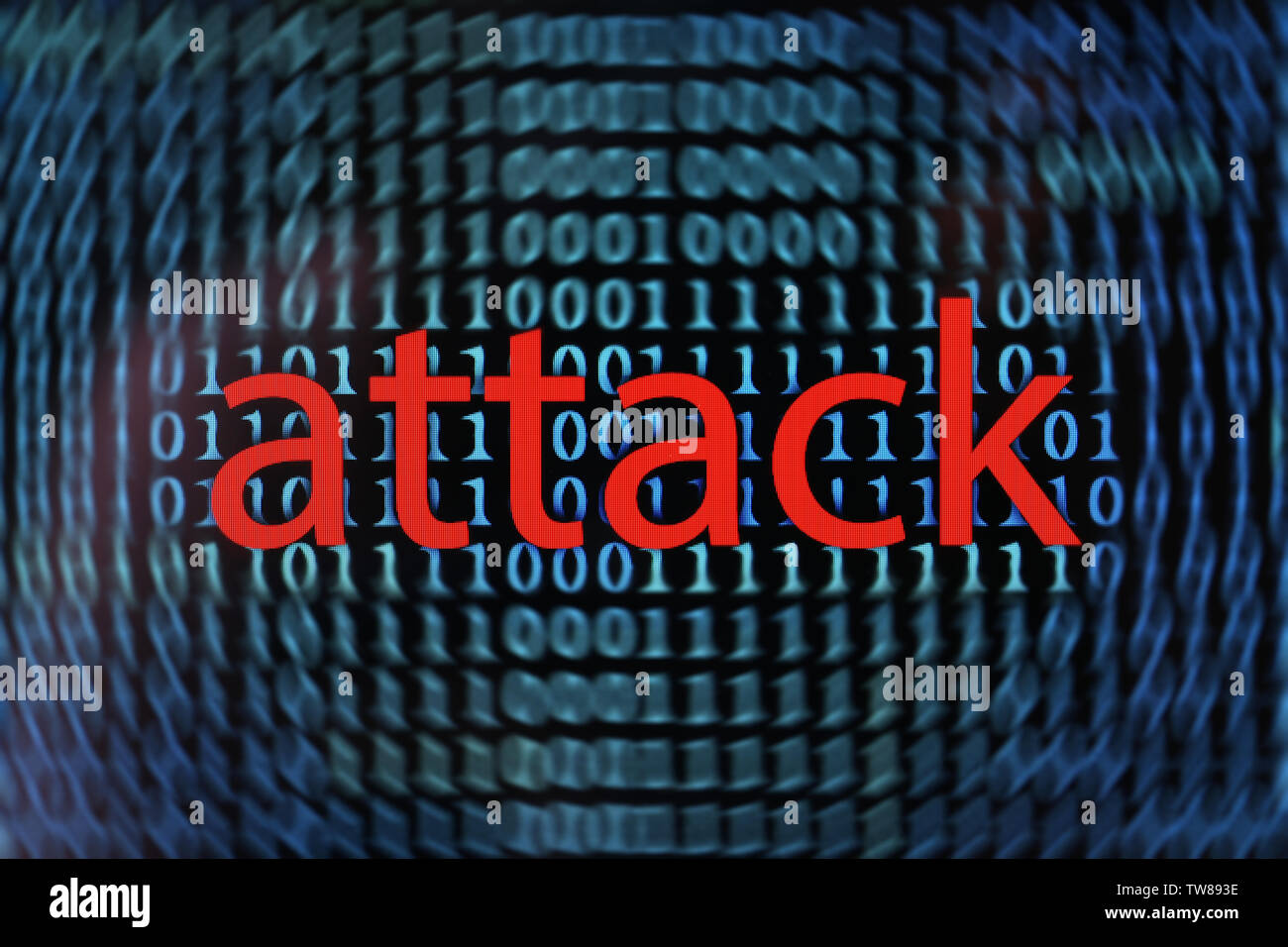 Word "Attack" with binary code on screen Stock Photo - Alamy