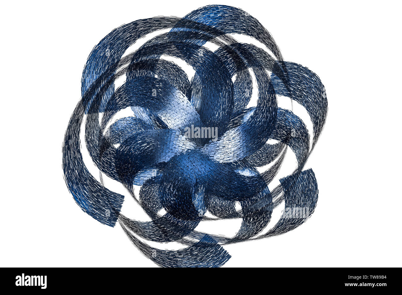 Three-dimensional rendering, blue flowing metallic pattern Stock Photo ...