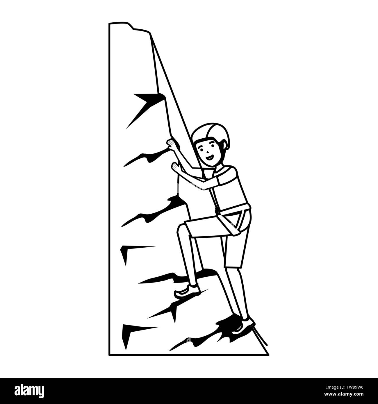 Man Climbing Mountain Clipart Outline