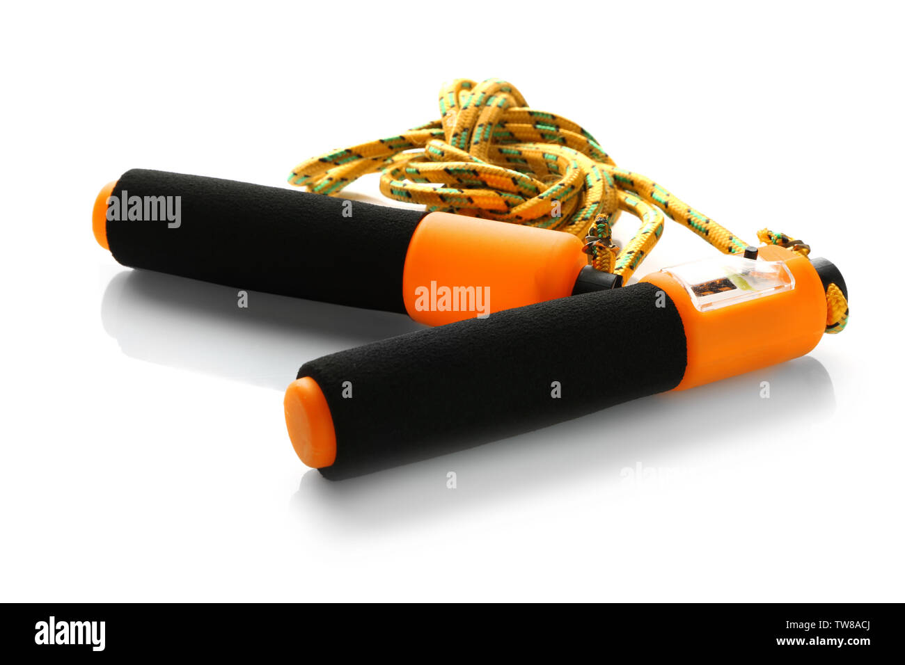 Jumping rope on white background Stock Photo - Alamy