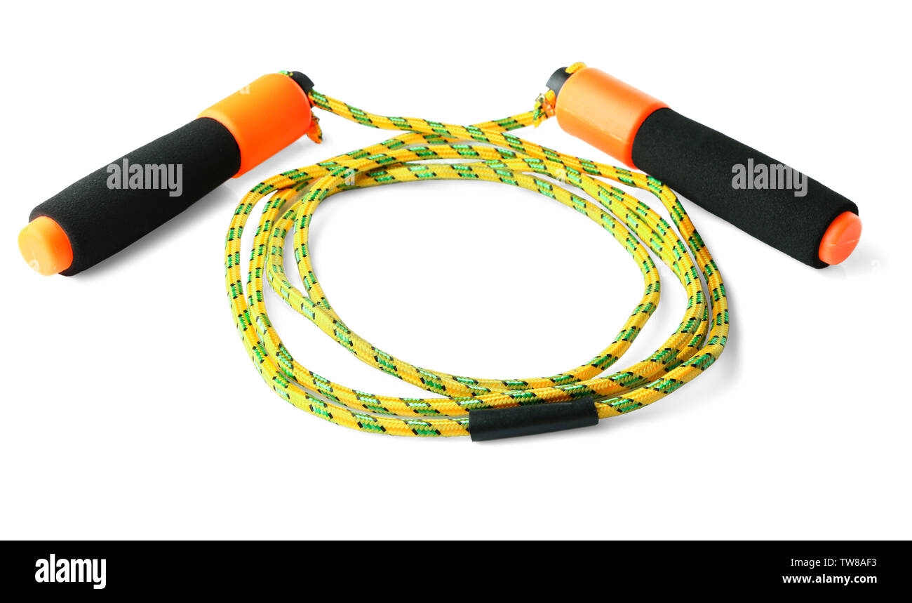 Jumping rope on white background Stock Photo - Alamy