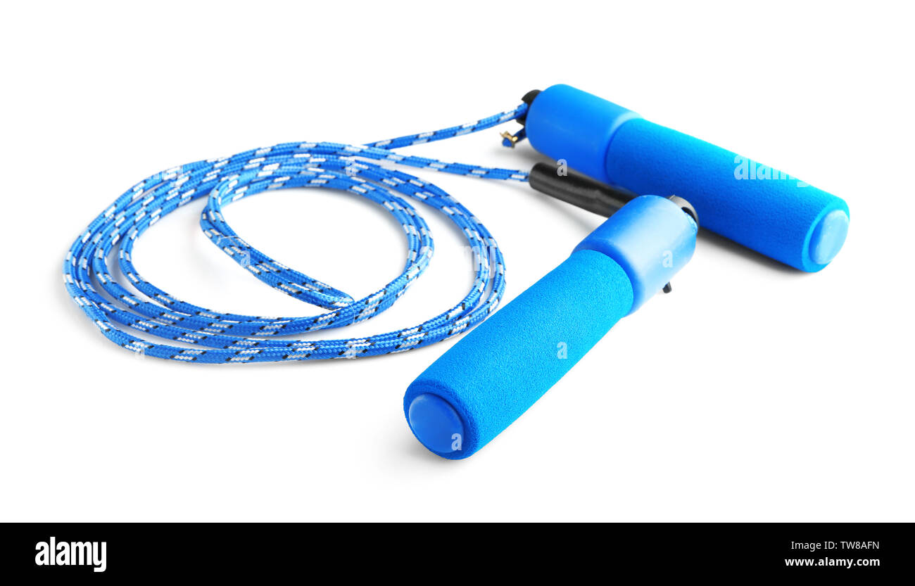 Jumping rope on white background Stock Photo - Alamy