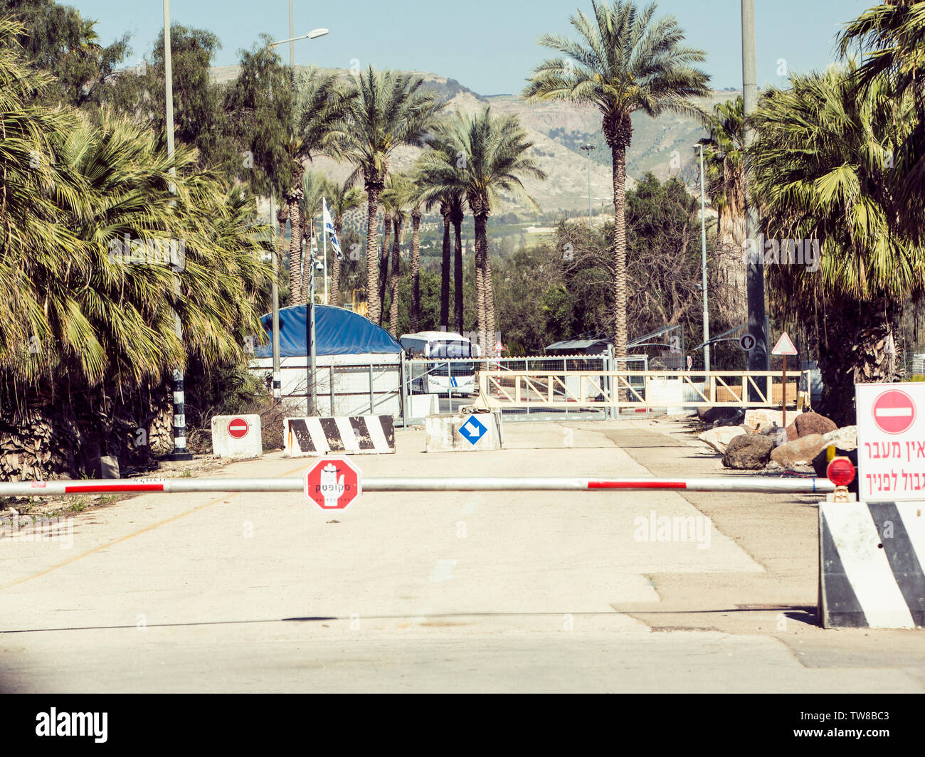 Jordan, Israel, border, border posts, customs, halls, offices, road ...
