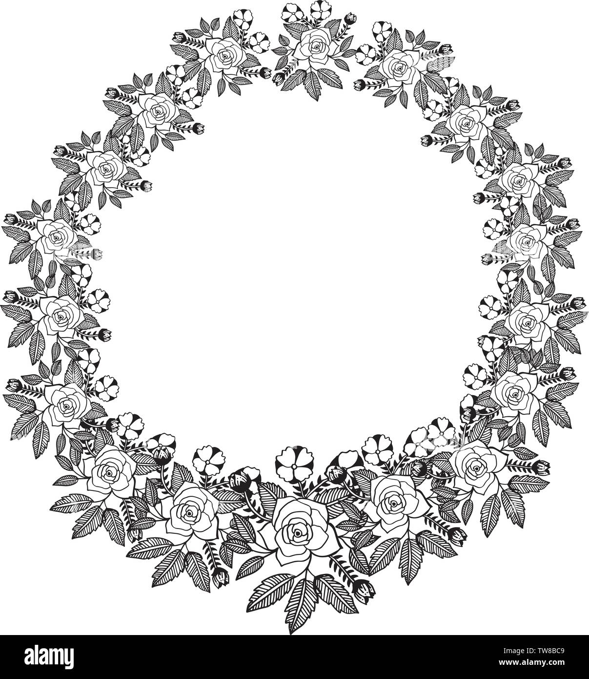 Vector illustration drawing flower frame for symbol of art modern of ...