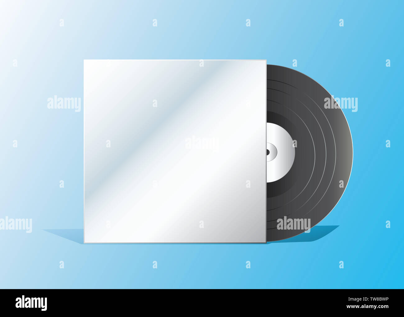 record and empty cover with note Stock Photo - Alamy