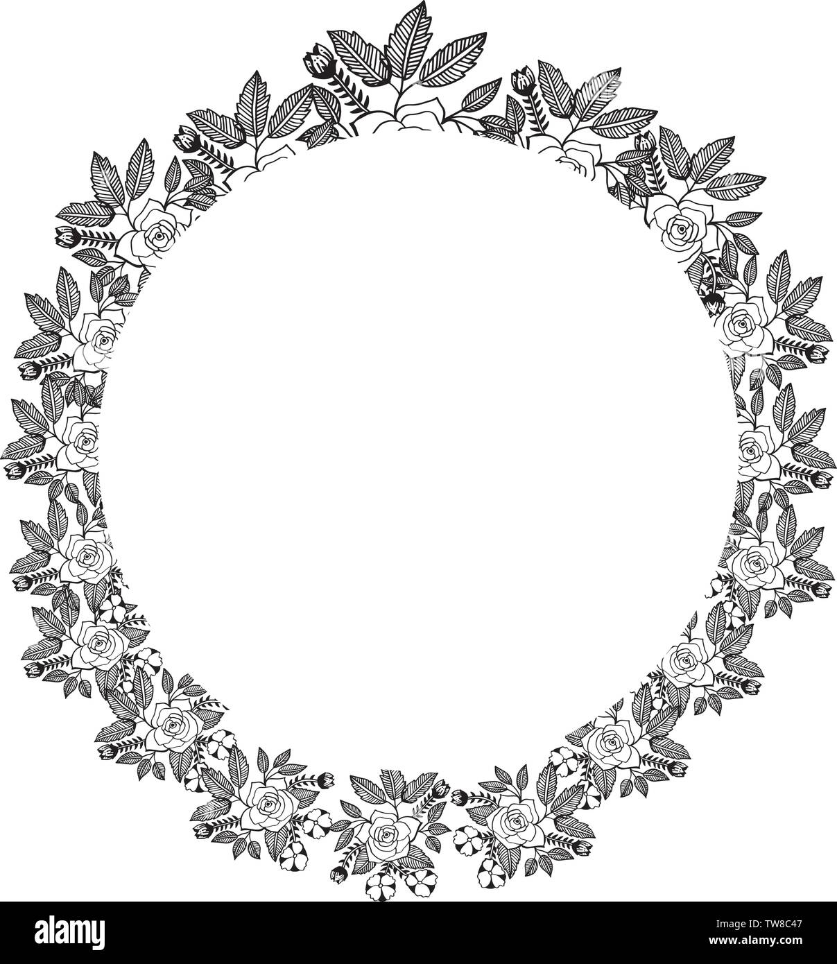 Vector illustration drawing flower frame for symbol of art modern of ...