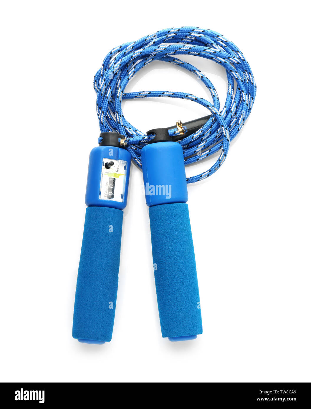 Modern jumping rope on white background Stock Photo - Alamy