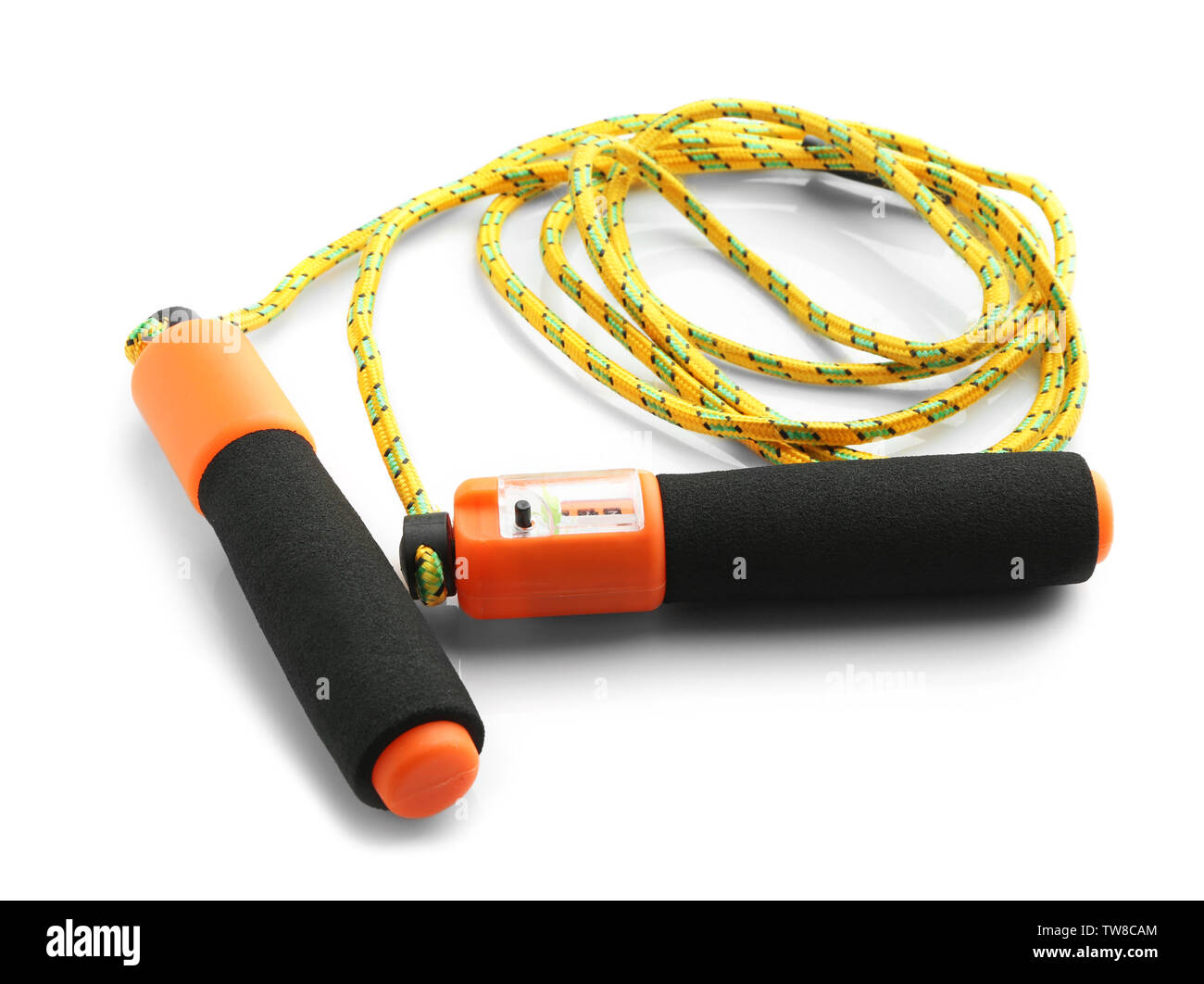Modern jumping rope on white background Stock Photo - Alamy