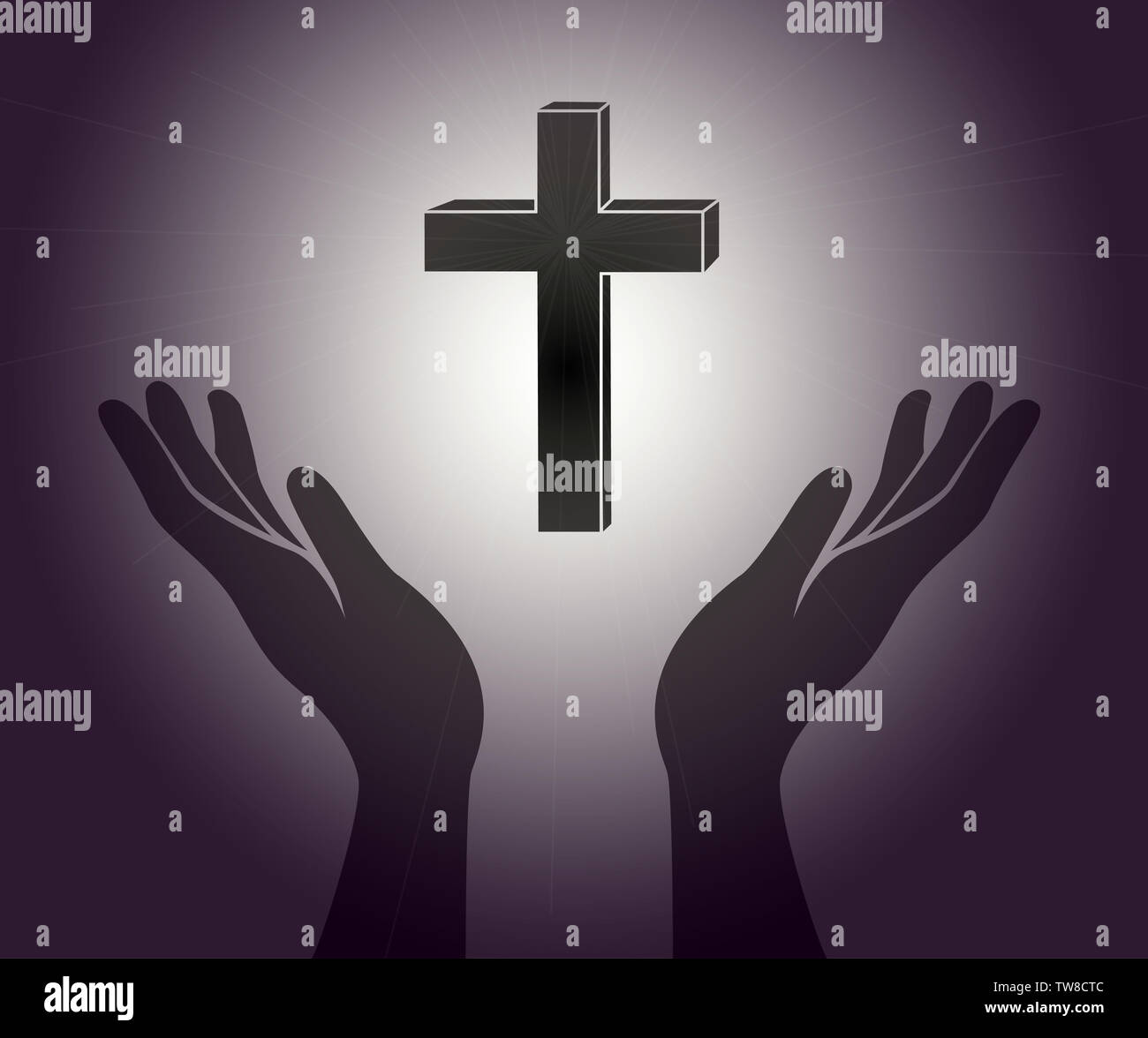 hand and the Jesus Christ cross sign Stock Photo - Alamy