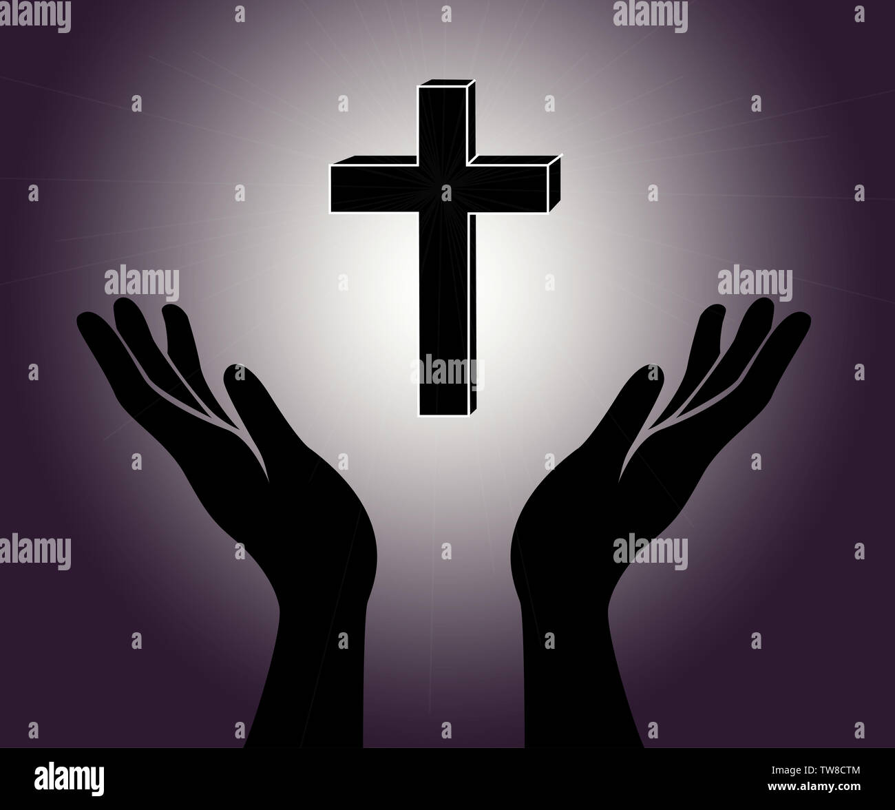 hand and the Jesus Christ cross sign Stock Photo - Alamy