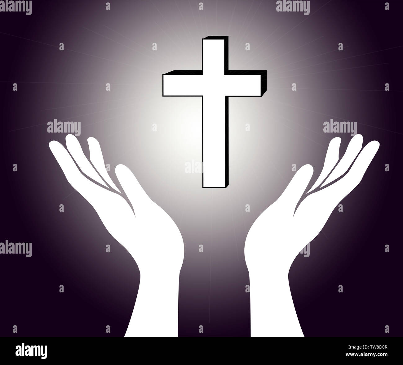 hand and the Jesus Christ cross sign Stock Photo - Alamy