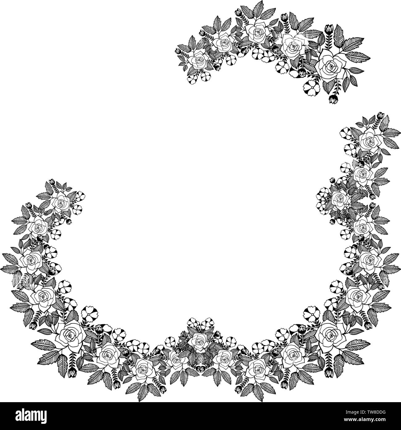 Vector illustration drawing flower frame for symbol of art modern of ...
