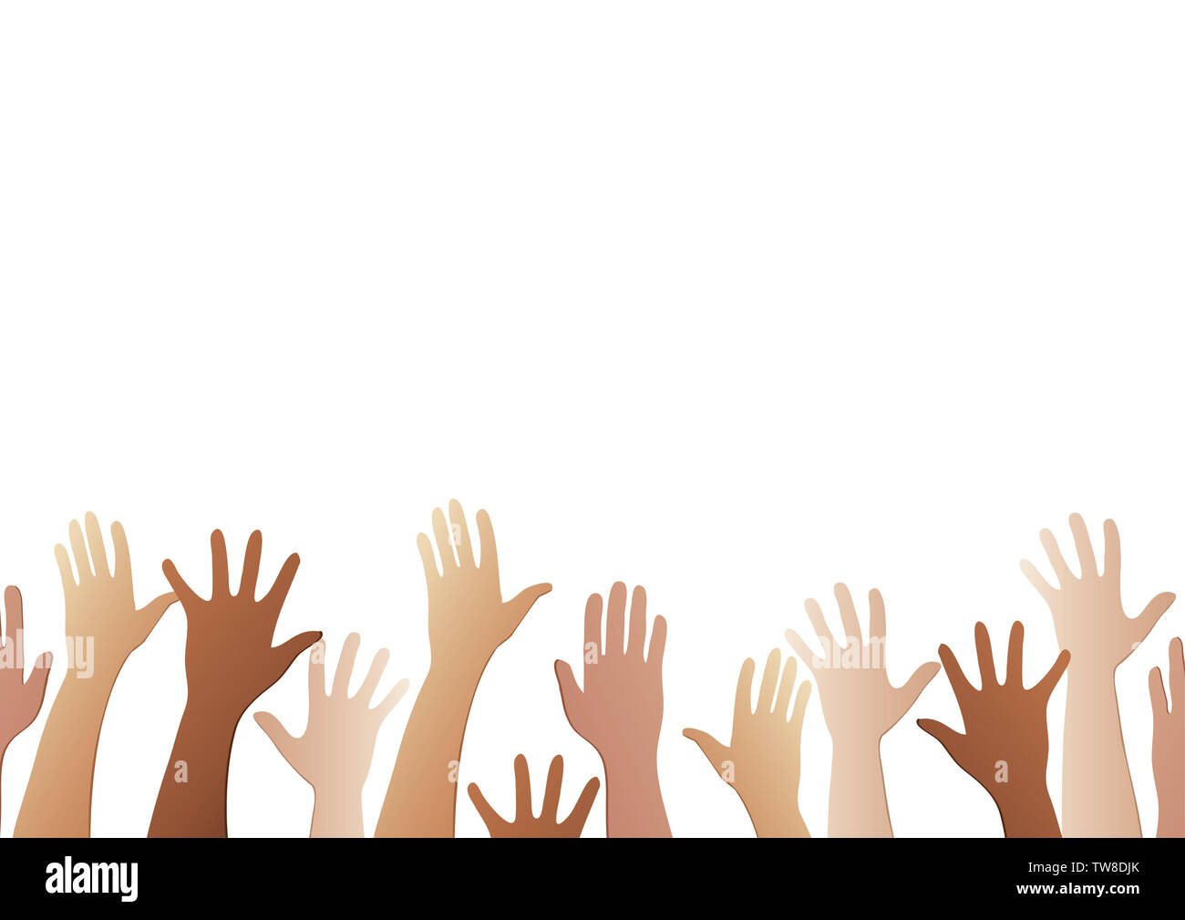 all hands up and background Stock Photo - Alamy