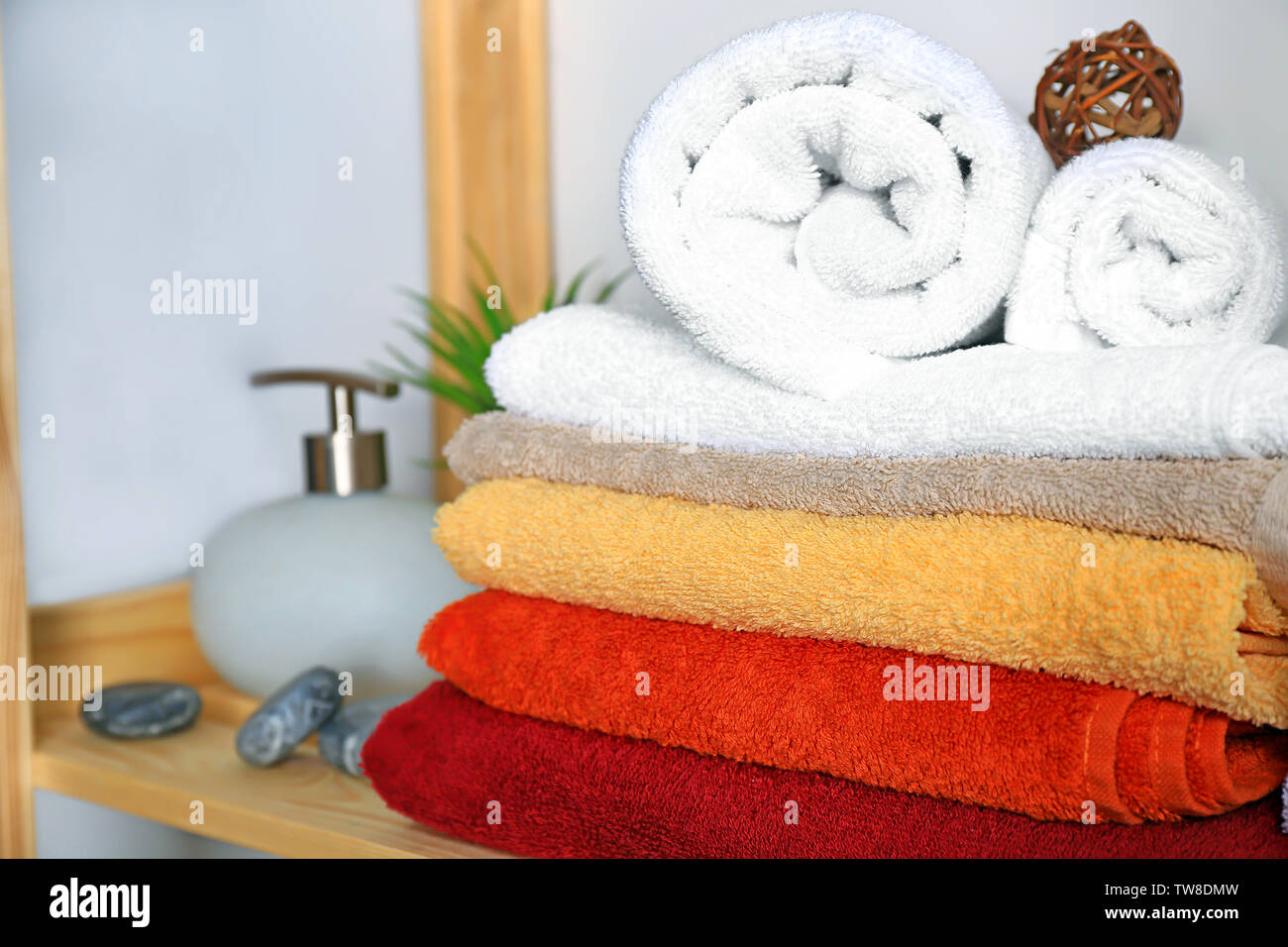 Set folded rolled towels hi-res stock photography and images - Alamy