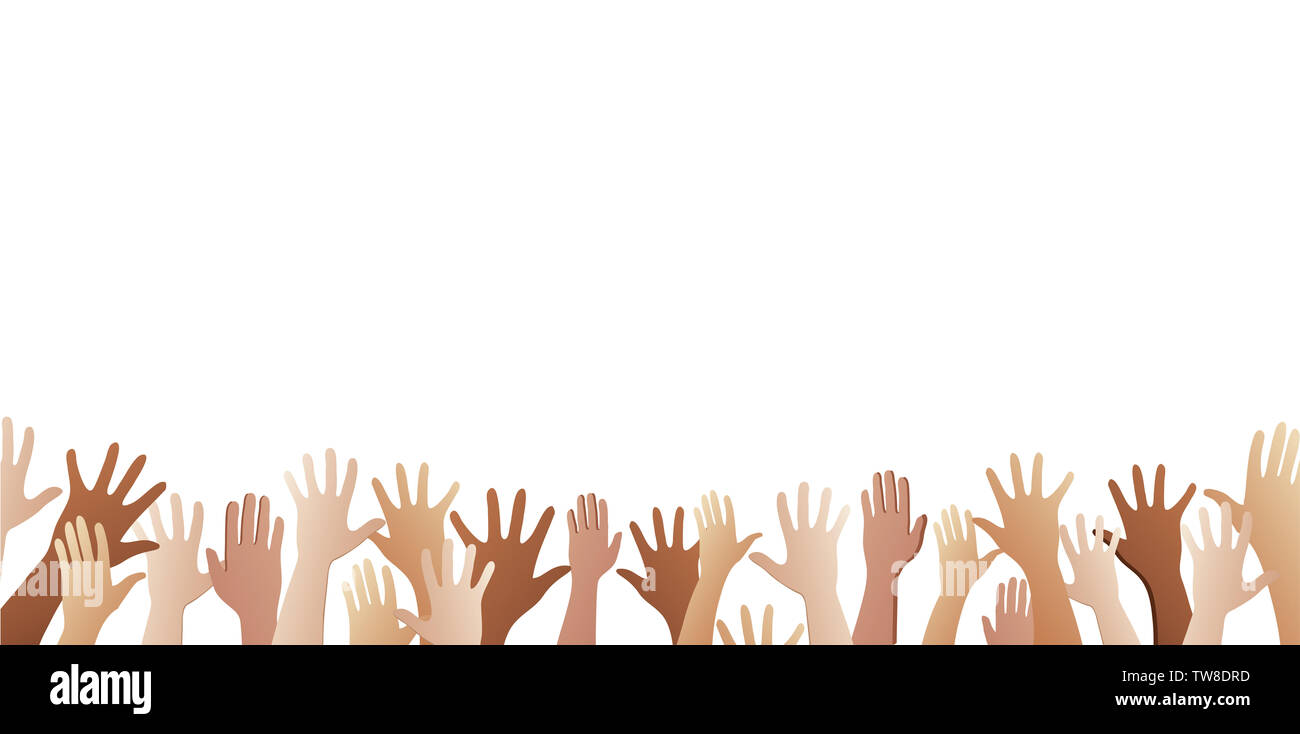 all hands up and background Stock Photo - Alamy