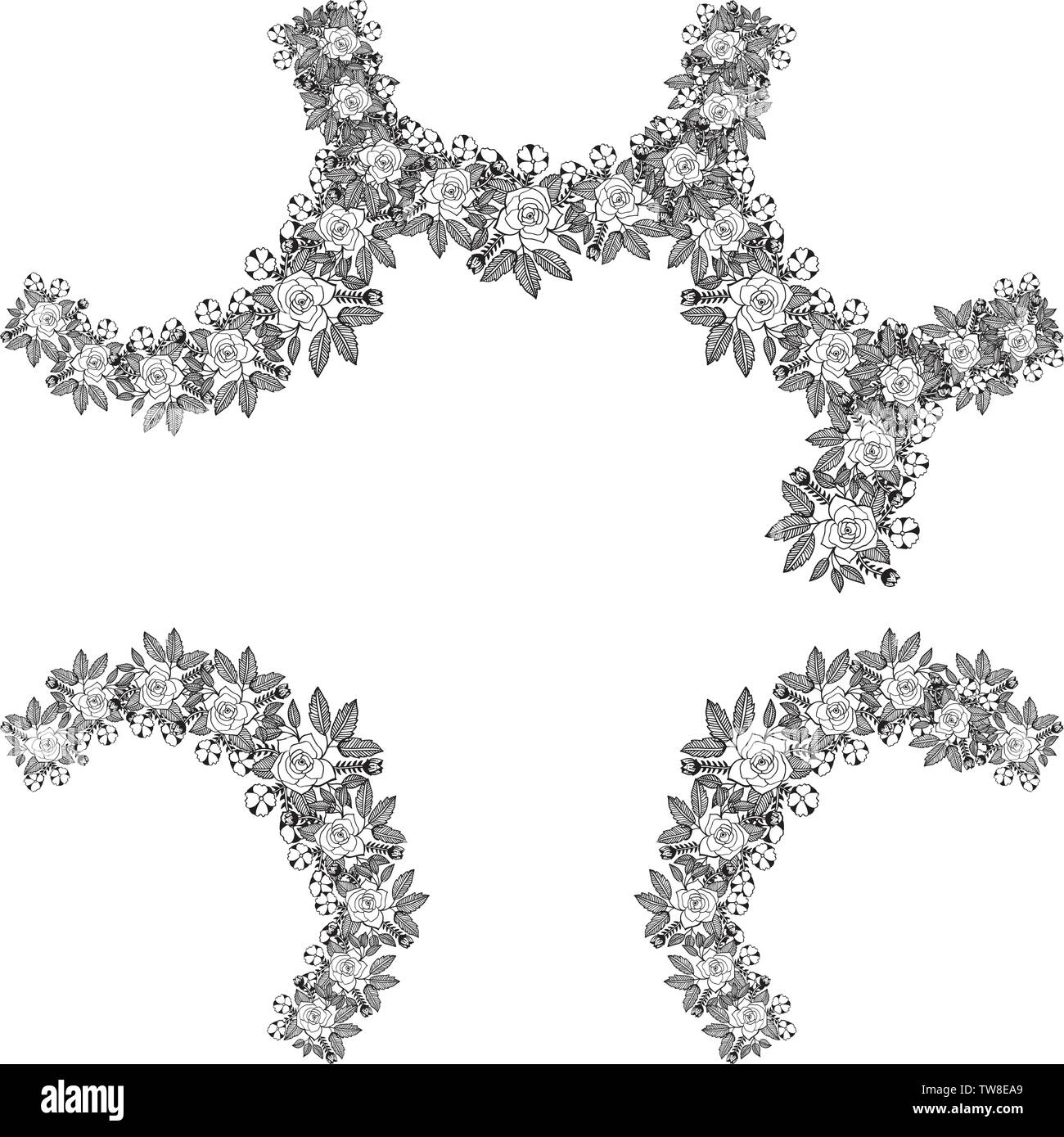 Vector illustration drawing flower frame for symbol of art modern of ...