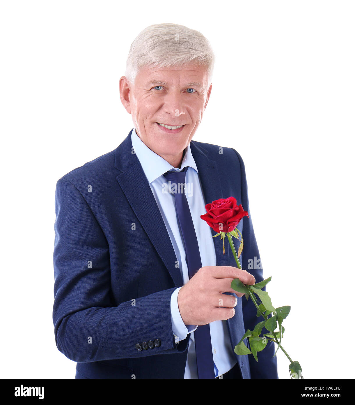 Mature gentleman holding rose flower hi-res stock photography and ...