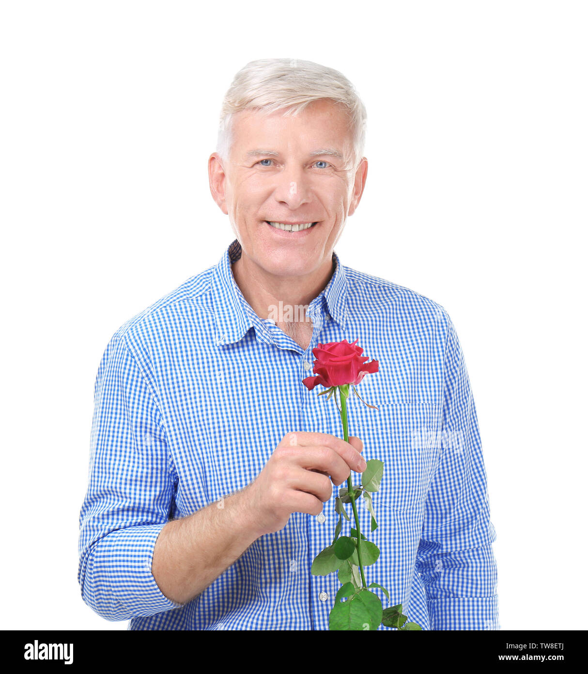 Mature gentleman holding rose flower hi-res stock photography and ...