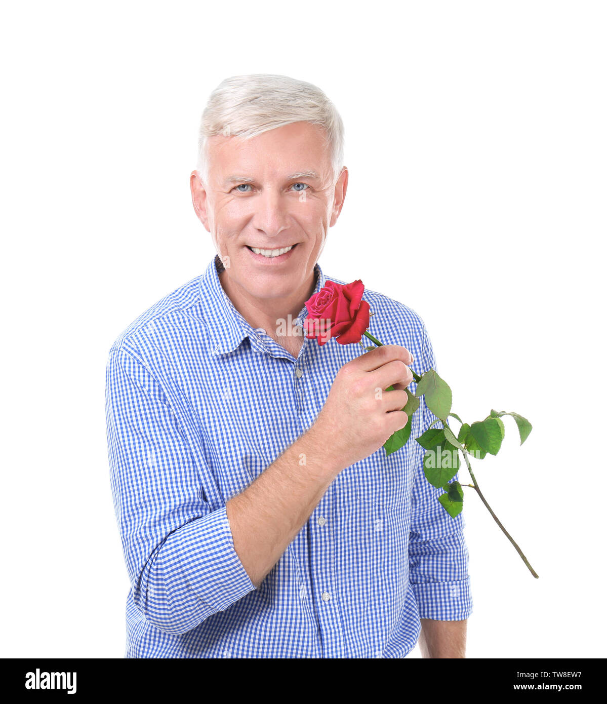 Mature gentleman holding rose flower hi-res stock photography and ...