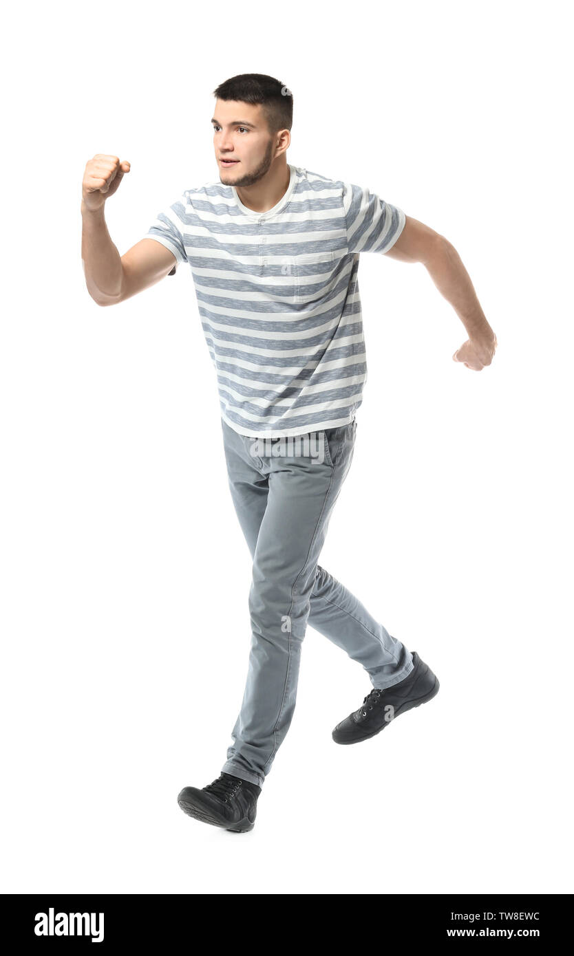 Man in jeans running Cut Out Stock Images & Pictures - Alamy