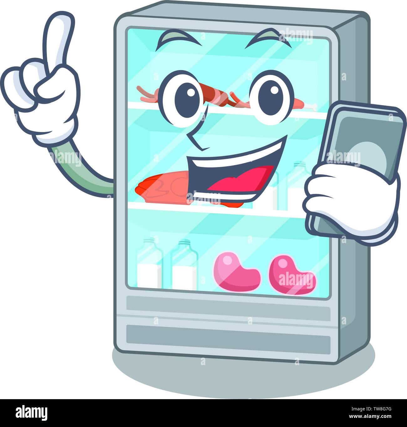 With phone refrigerator isolated with in the character Stock Vector ...