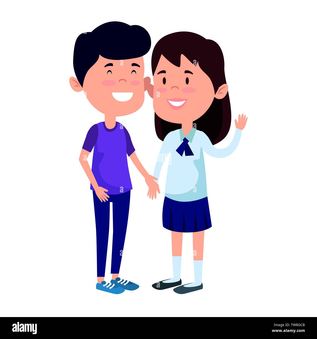 happy little students couple characters Stock Vector Image & Art - Alamy