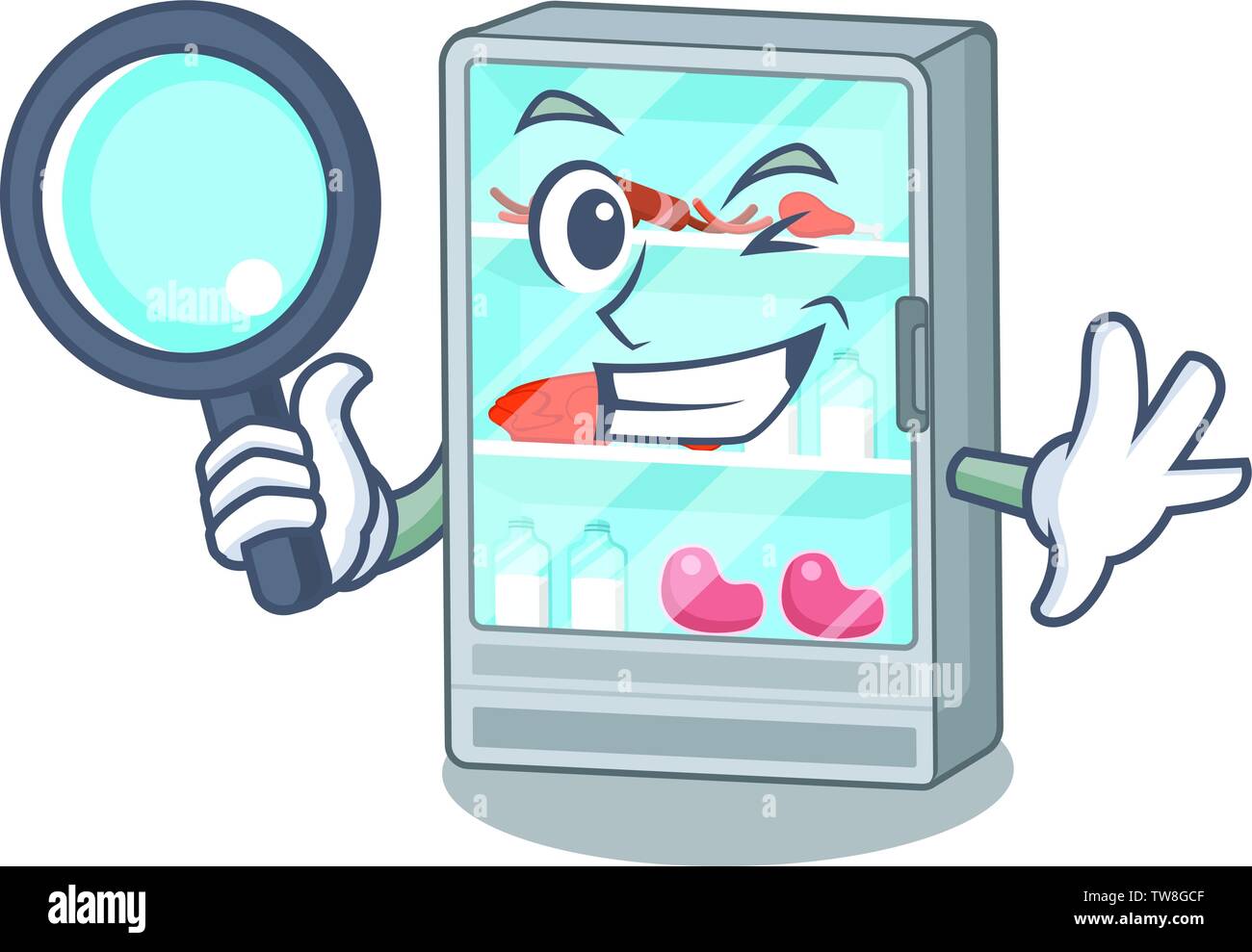 Detective refrigerator next to the mascot table Stock Vector Image ...
