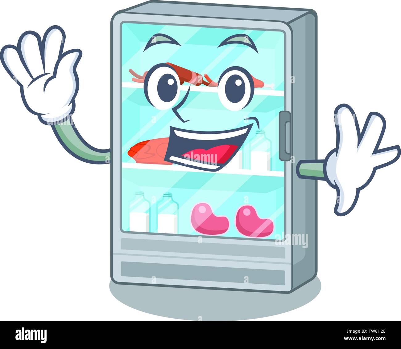 Waving refrigerator next to the mascot table Stock Vector Image & Art ...