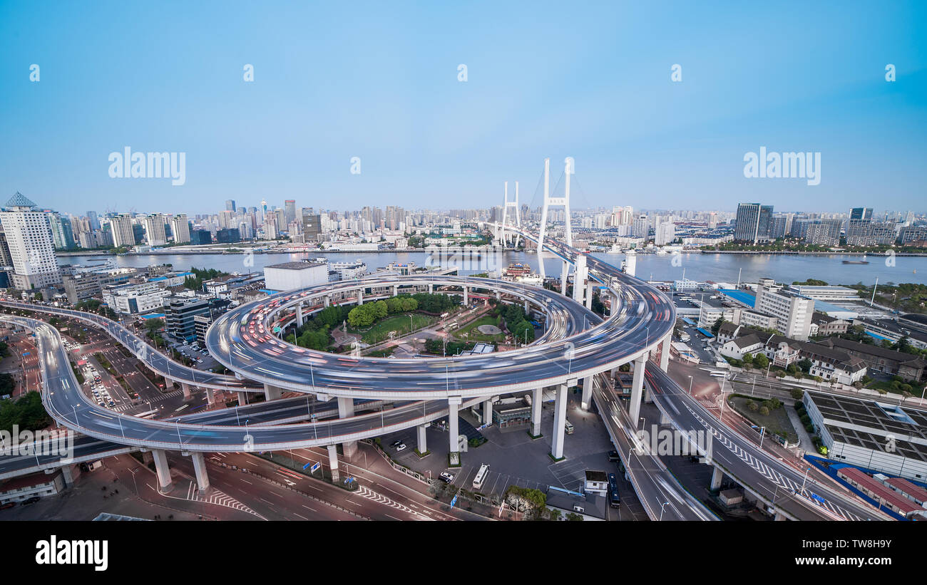 Shanghai cross-river bridge Stock Photo - Alamy