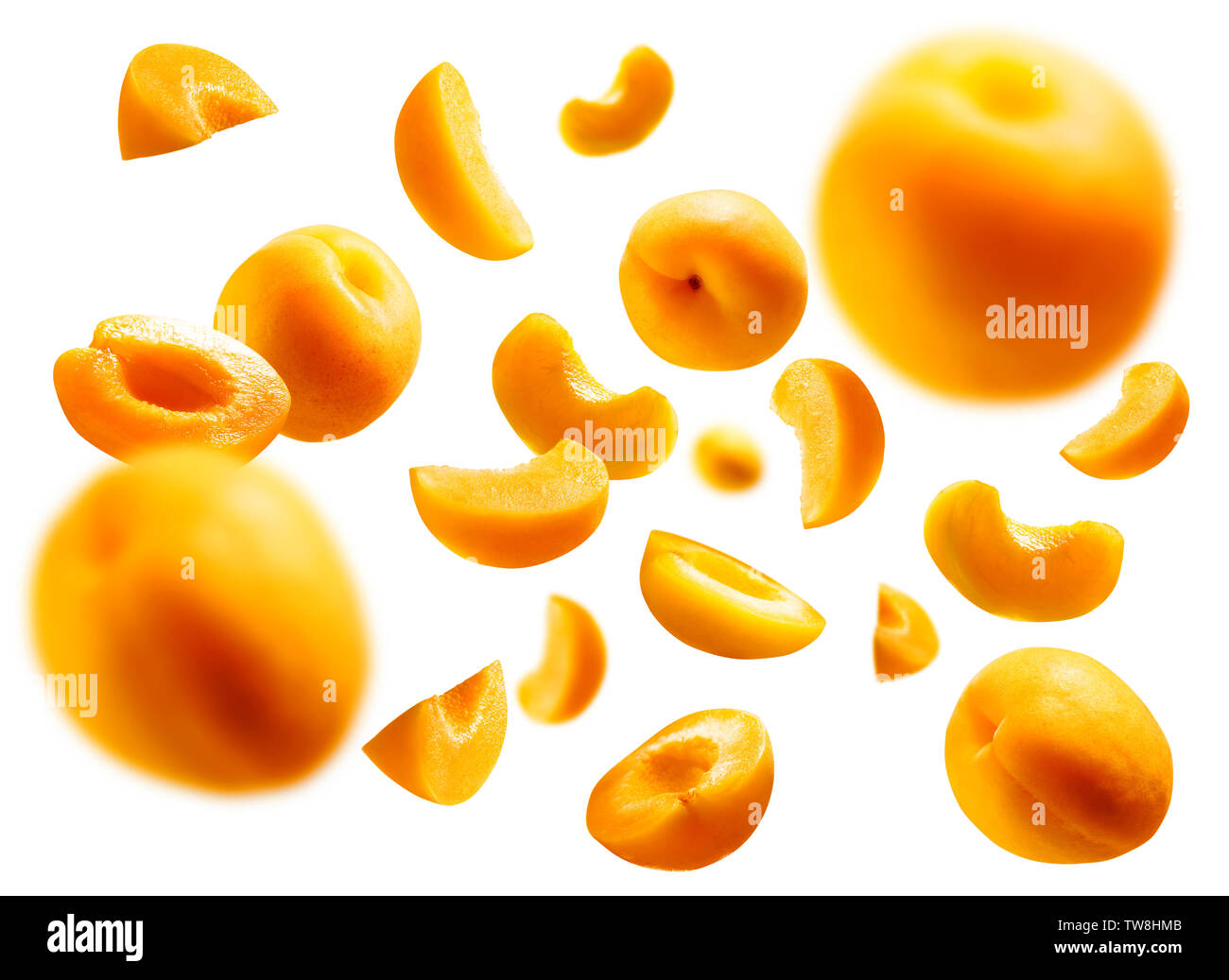 Flying fruit apricots isolated hi-res stock photography and images - Alamy