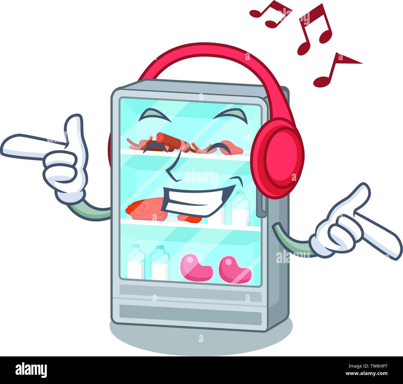 Listening music refrigerator in the a cartoon shape Stock Vector Image ...