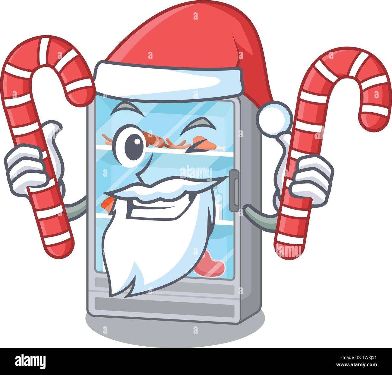 Santa with candy toy refrigerator in on cartoon shape Stock Vector ...