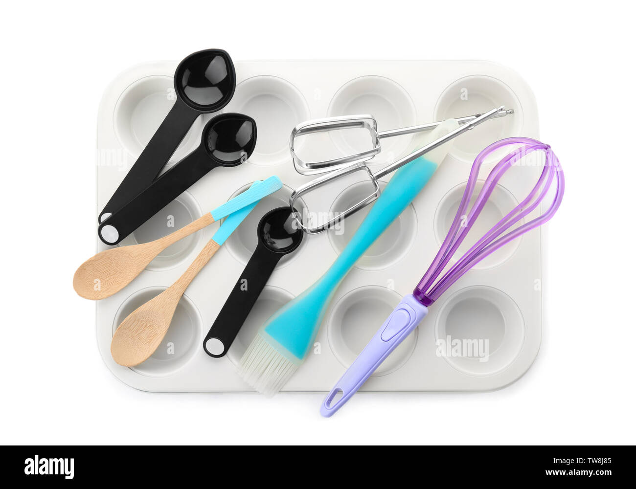 Kitchen utensils for pastries on white background Stock Photo - Alamy