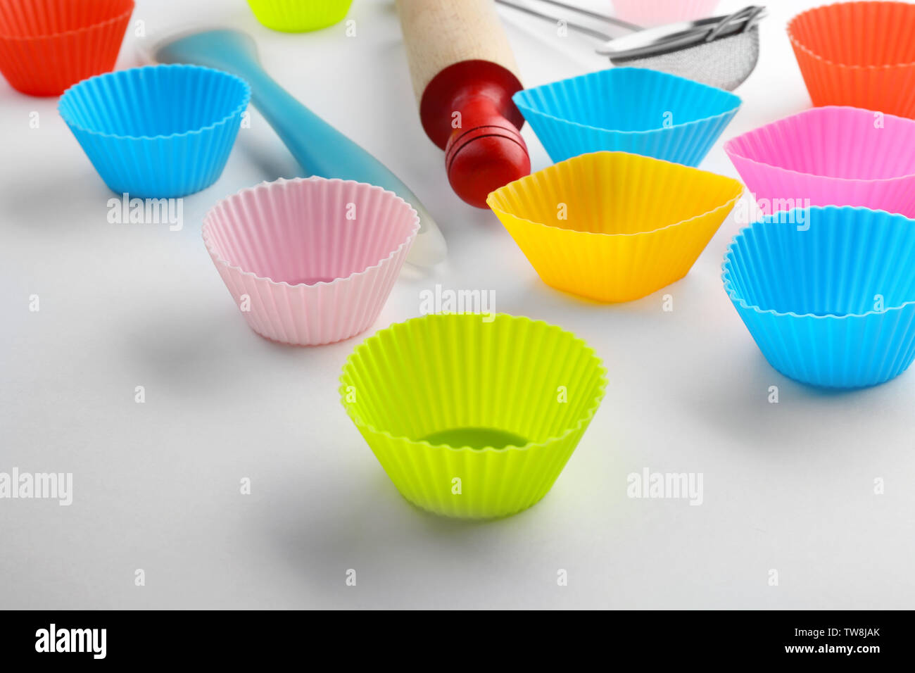 Kitchen utensils for pastries on white background Stock Photo - Alamy