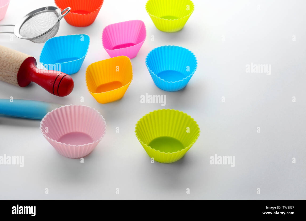 Kitchen utensils for pastries on white background Stock Photo - Alamy