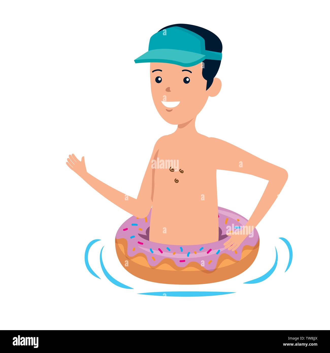 young man with donut float character Stock Vector Image & Art - Alamy