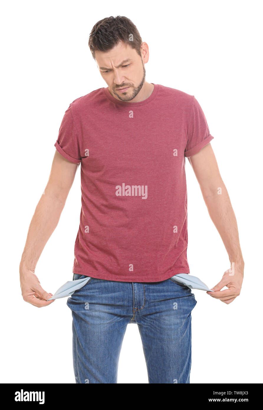 Man showing empty pockets hi-res stock photography and images - Alamy
