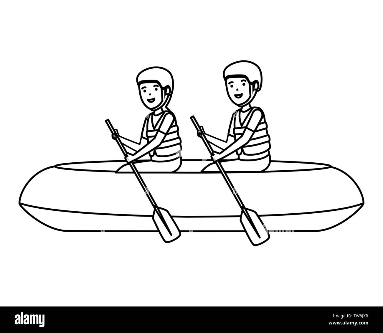 happy athletic couple in kayak characters Stock Vector Image & Art - Alamy
