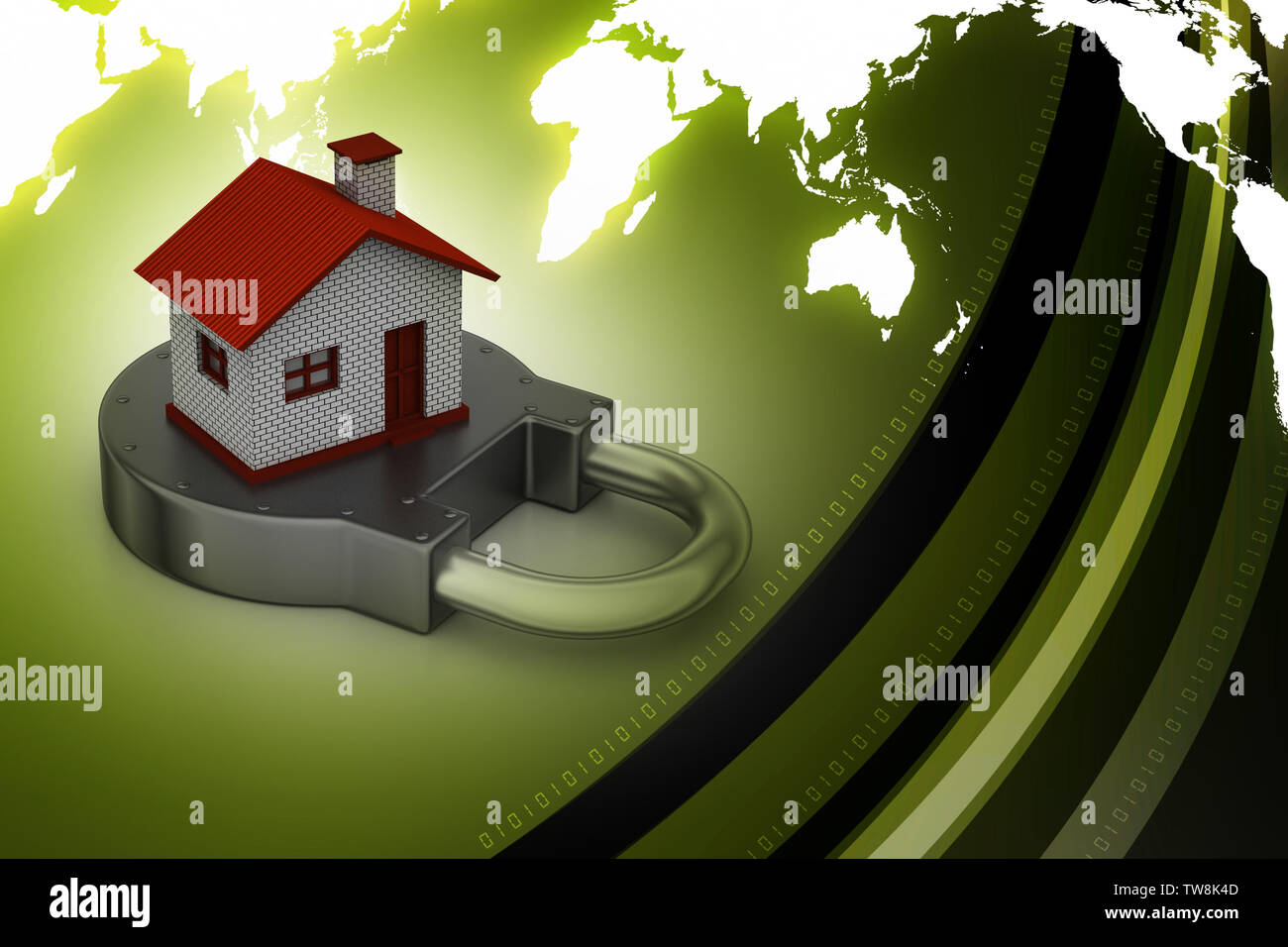 House in with padlock, security concept Stock Photo - Alamy