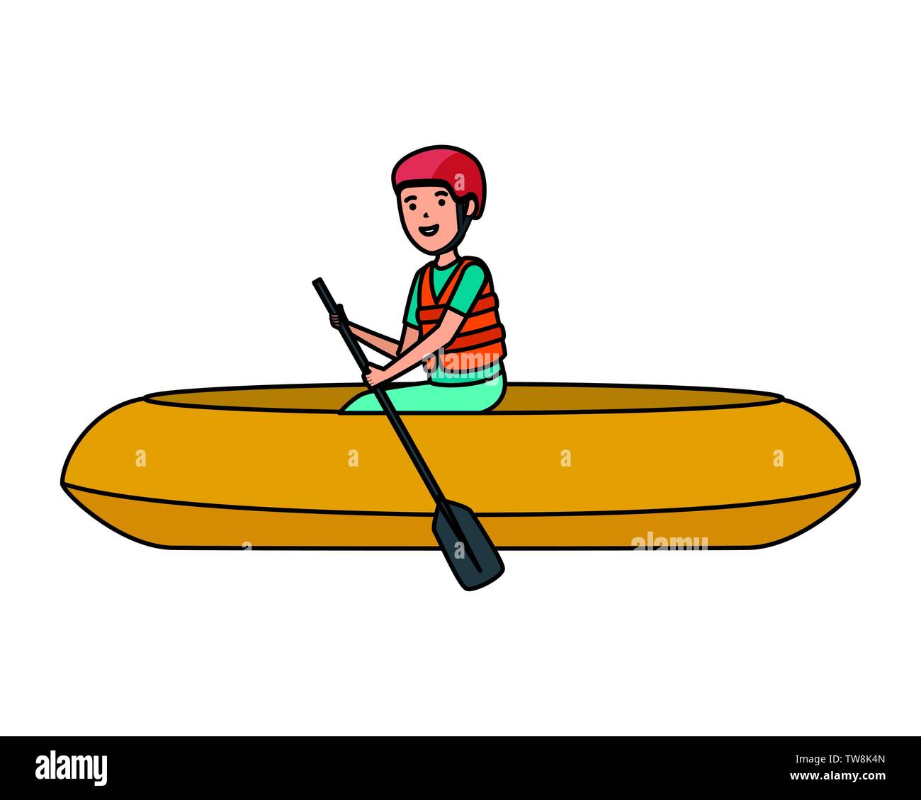 happy athletic boy in kayak character Stock Vector Image & Art - Alamy