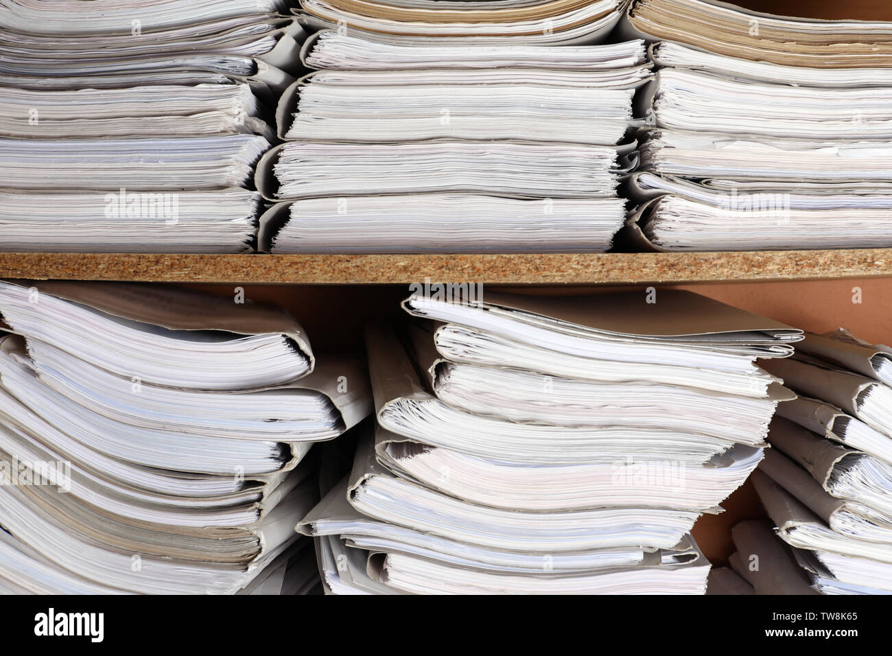 Stacks of old folders with documents in archive Stock Photo - Alamy
