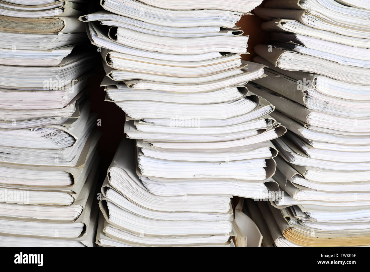 Stacks of old folders with documents in archive Stock Photo - Alamy