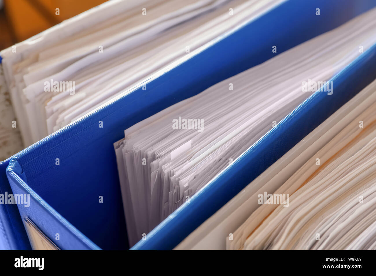 Folders with old paper documents in archive, closeup Stock Photo - Alamy